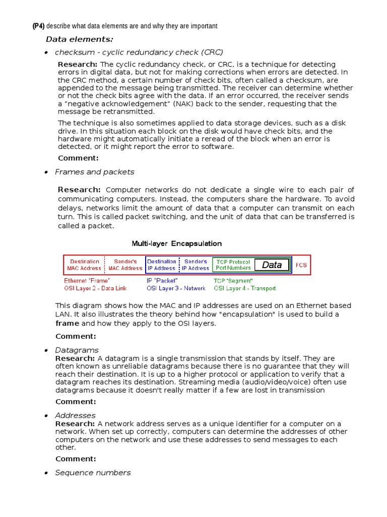 (P4) Data Elements | PDF | Network Packet | Error Detection And Correction
