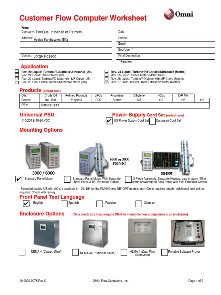 Customer Flow Computer Worksheet (Petrorio) | PDF | Flow Measurement ...