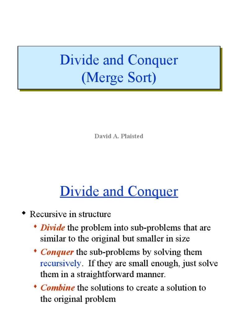 Divide And Conquer Merge Sort Pdf Time Complexity Recurrence Relation