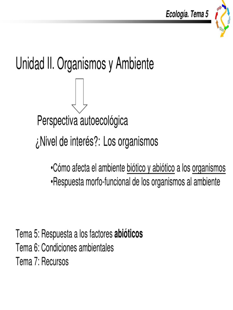 Ecología - Tema 5 Organismo y Ambiente | PDF | Nicho ecológico | Ecología