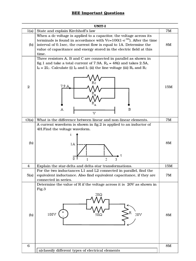 T127 - Question Bank - Basic Electrical Engineering | PDF | Inductance | Inductor