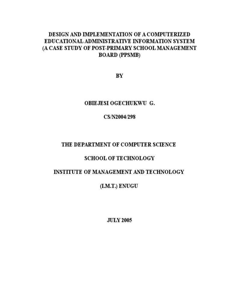 Design and Implementation of A Computerized Educational Administrative ...