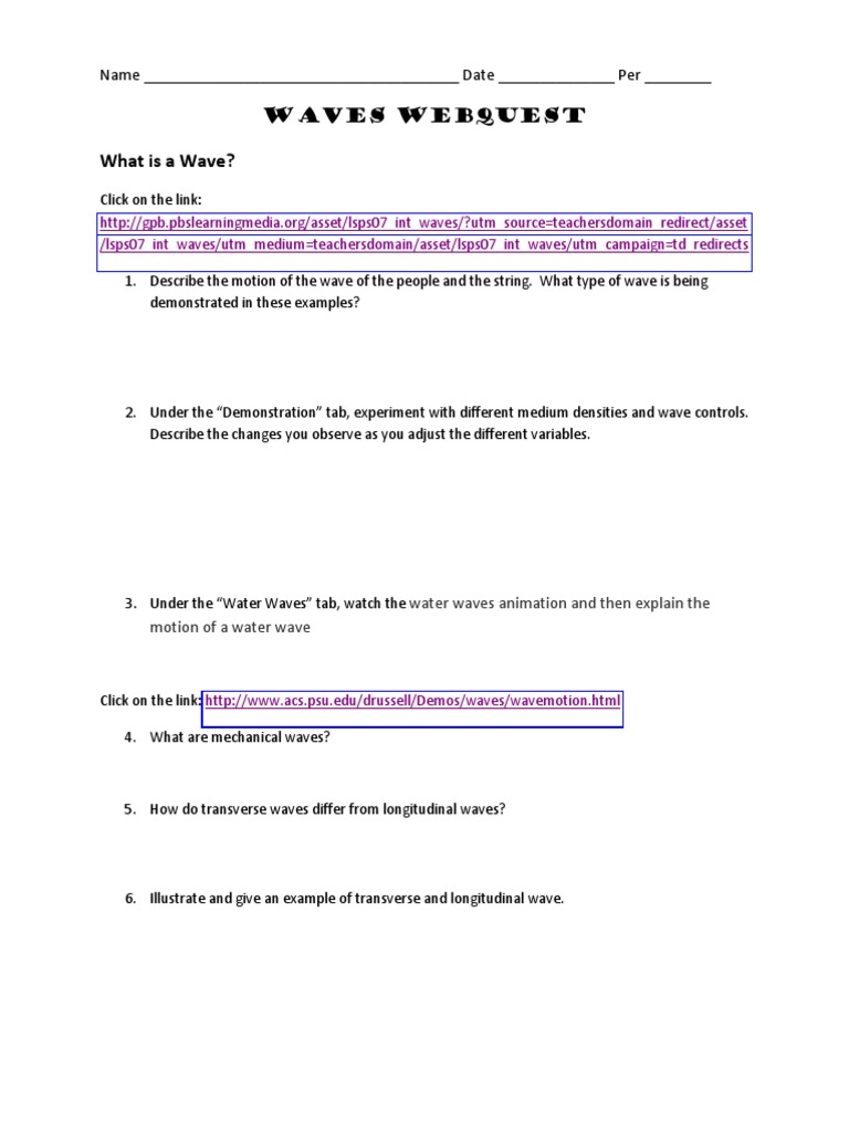 Wave Webquest 2 | PDF