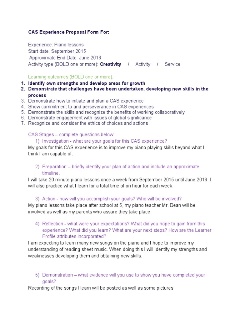 Cas Experience Proposal Form | PDF