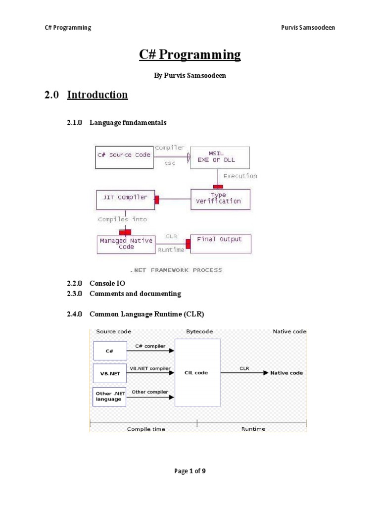 C# Programming: by Purvis Samsoodeen | PDF | C Sharp (Programming Language) | Control Flow