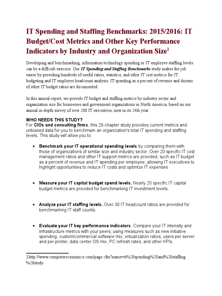 IT Spending and Staffing Benchmarks 2015-2016 | PDF | Computers