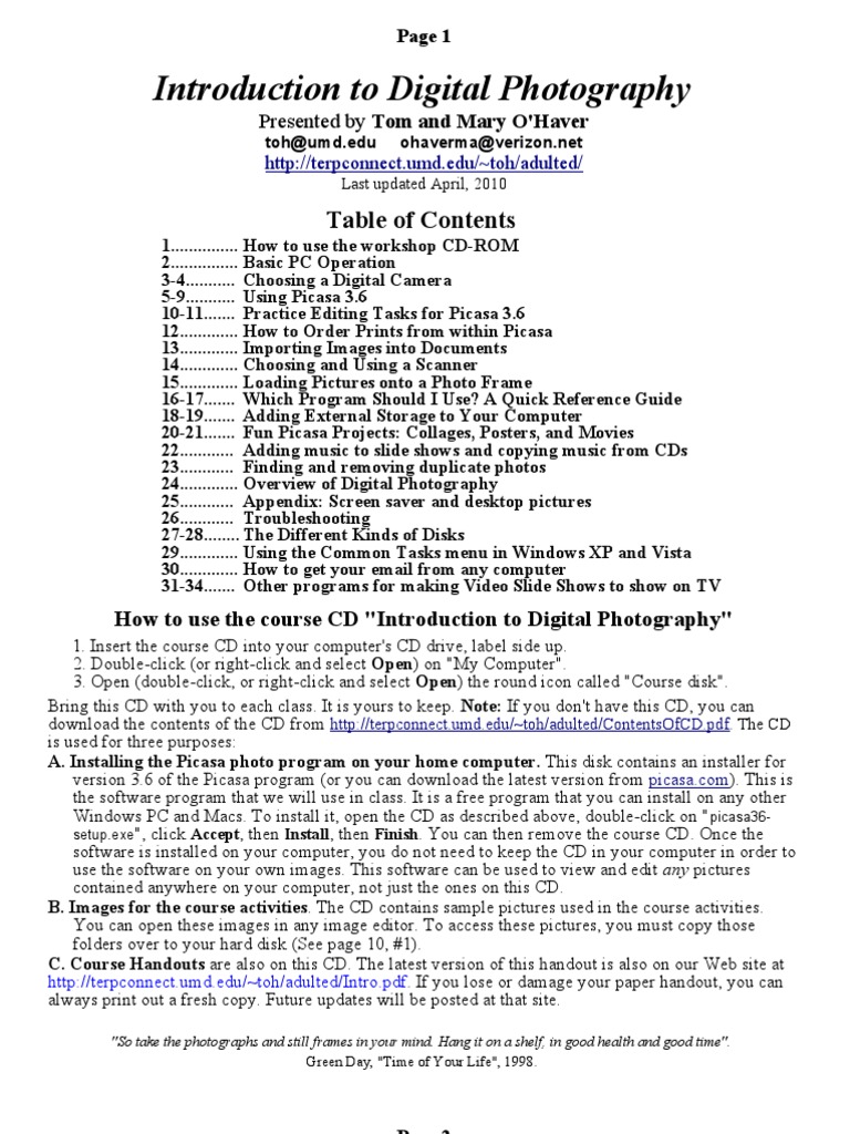 Intro To Digital Photography (2010) | PDF | Camera | Exposure (Photography)