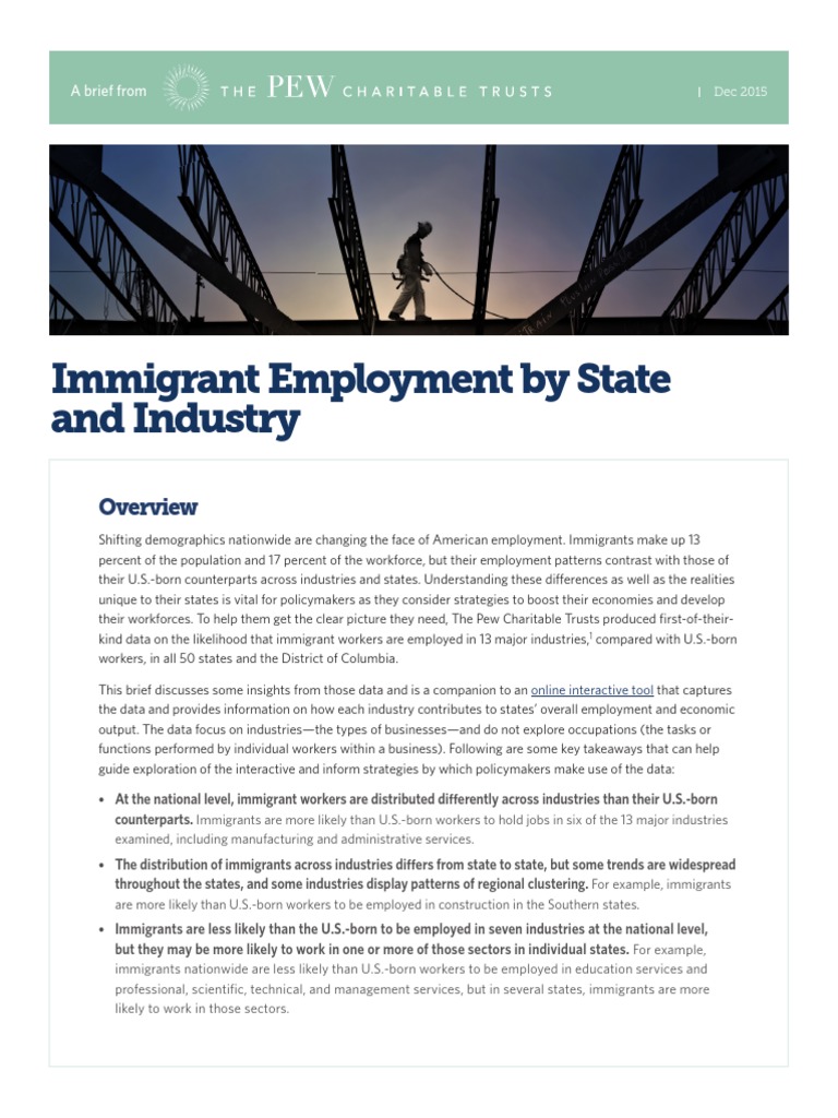 Immigrant Employment by State and Industry | PDF | Immigration | Workforce