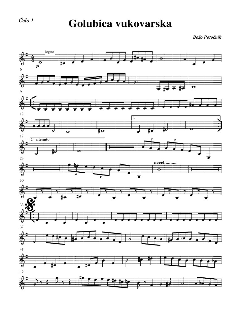 Golubica Celo1 | PDF | Formes musicales | Notation musicale