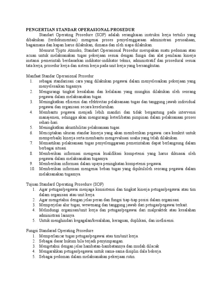 Struktur dan Contoh SOP Efektif | PDF | Karier & Perkembangan | Komputer