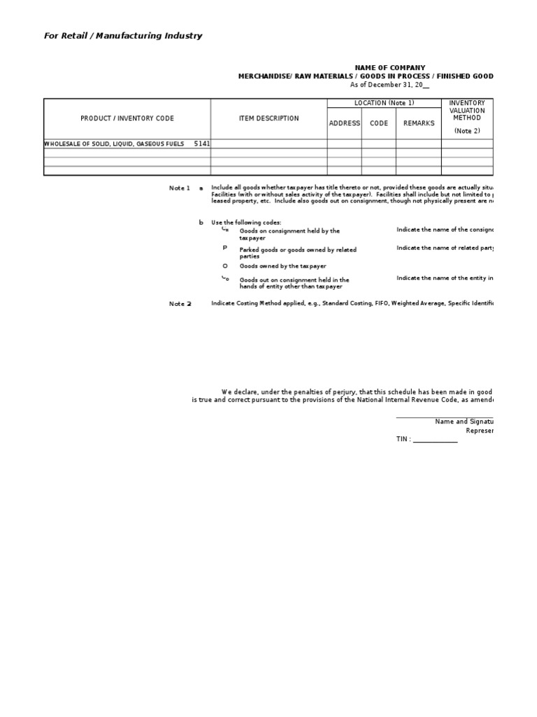 Inventory Template Annex A | PDF | Inventory | Warehouse