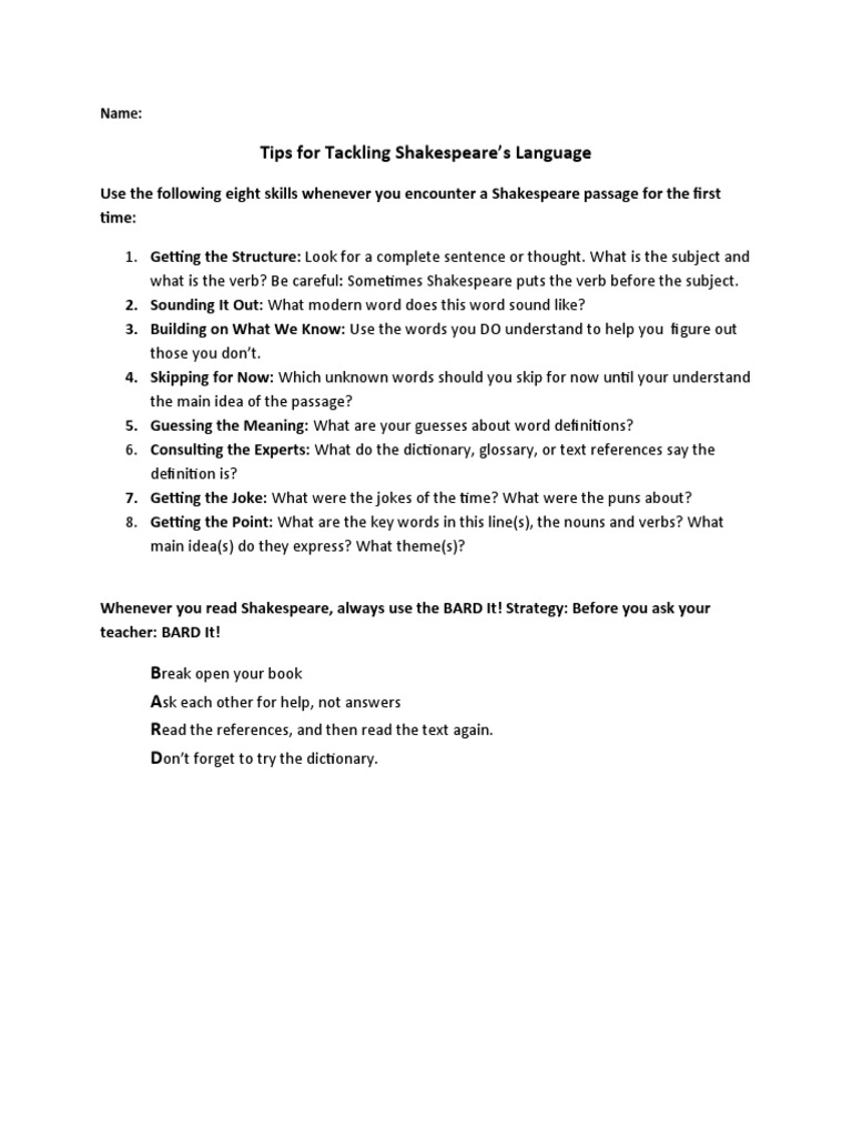 Mastering Shakespeare's Language Skills | PDF