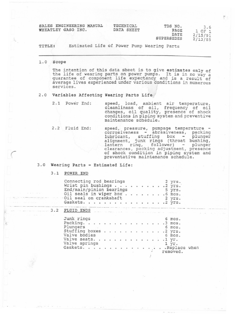 Technical Data Sheet & Part List | PDF | Pump | Belt (Mechanical)