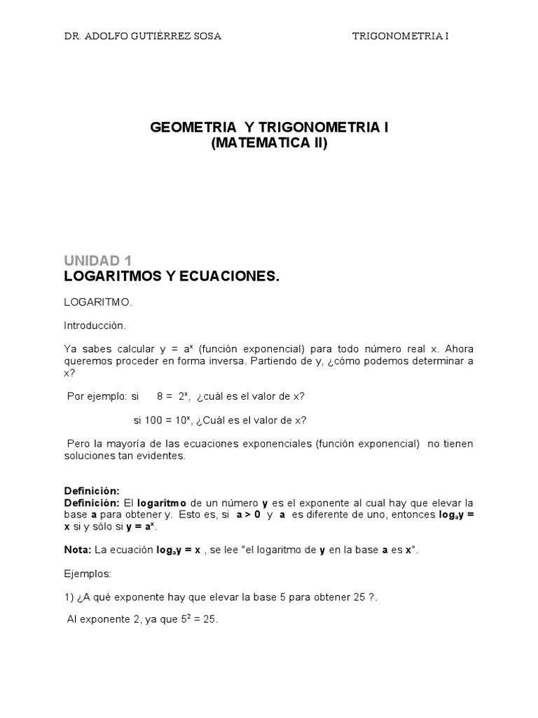 Logaritmos y aplicaciones: Introducción a los conceptos básicos de logaritmos | PDF | Triángulo ...