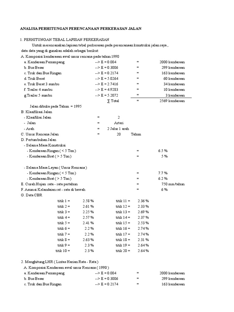 Analisa Tebal Perkerasan Jalan Raya | PDF
