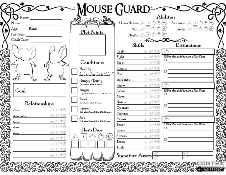 Mouse Guard Character Sheet Guide | PDF