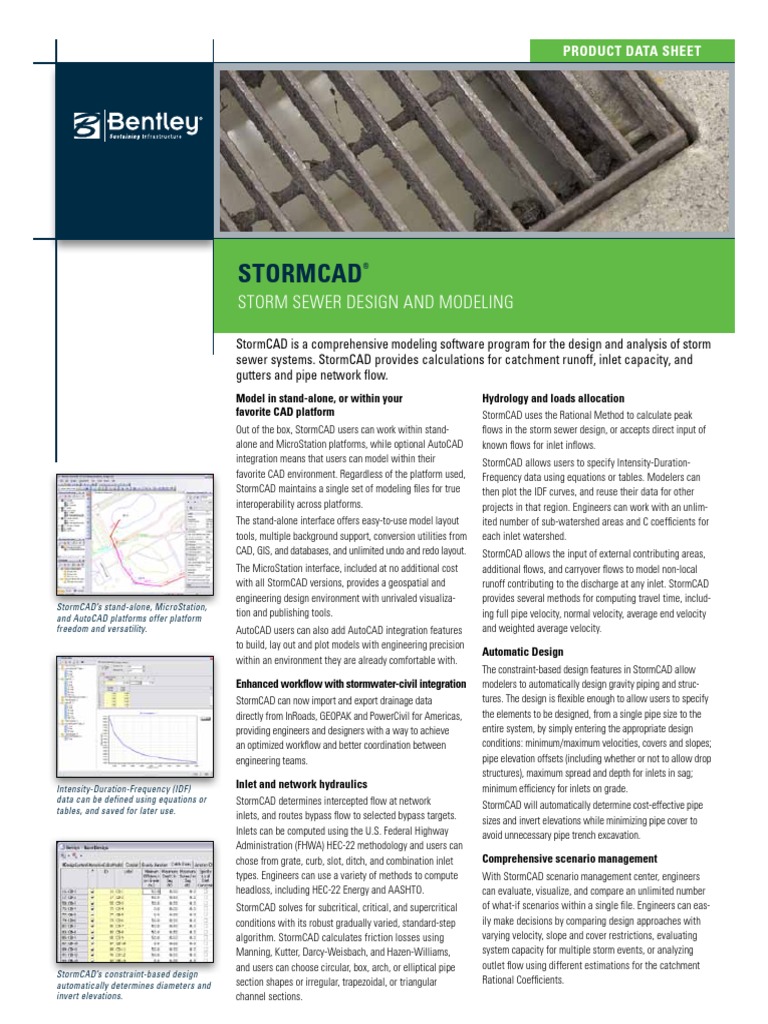 NJB Stormcad Product Data Sheet | PDF | Geographic Information System | Computer Aided Design