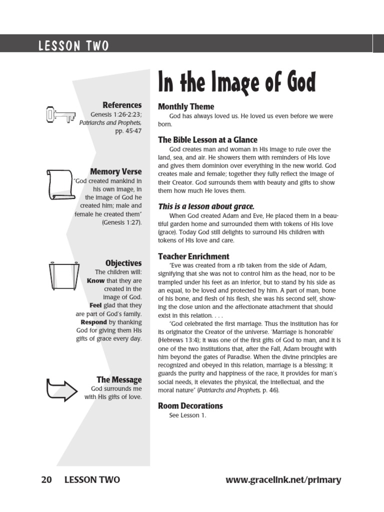 1st Quarter 2016 Lesson 2 Primary Teacher's Guide | PDF | Adam And Eve ...