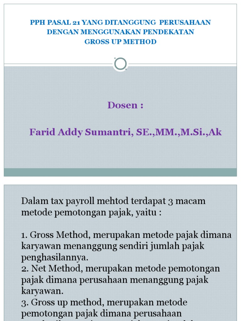 PPH Pasal 21 - Gross Up Method | PDF