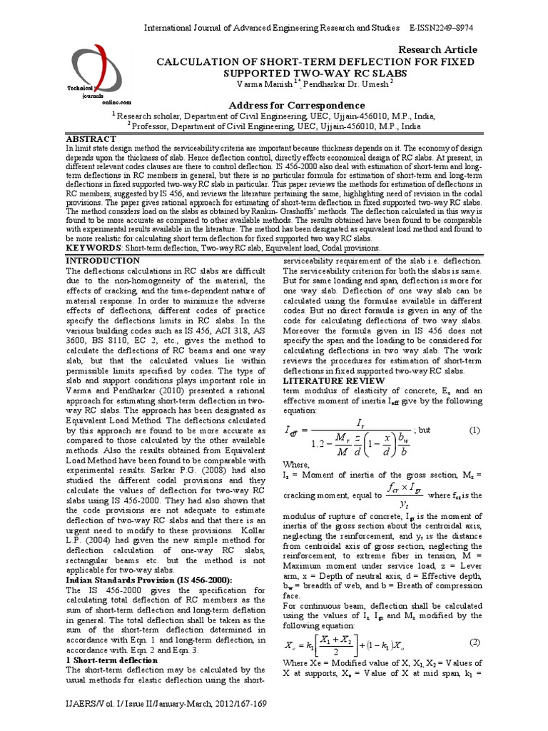 Short Term Deflection | PDF | Beam (Structure) | Reinforced Concrete