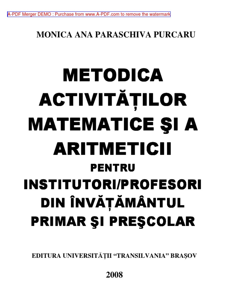 Metodica Matematica Primar Si Prescolar Libre | PDF