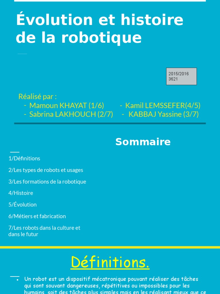 Evolution Et Histoire de La Robotique | PDF | Robotique | Robot