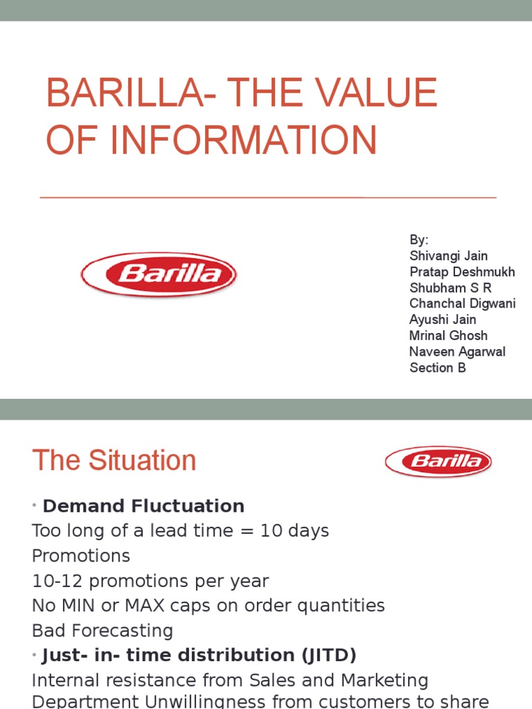 BARILLA-REDUCING UNCERTAINTY WITH JITD | PDF | Pasta | Inventory