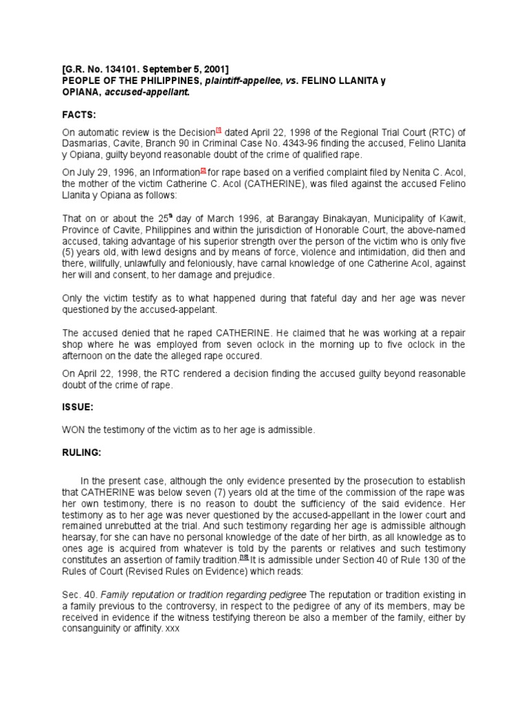 PP Vs Llanita and Jison Vs CA Digest | PDF | Testimony | Evidence