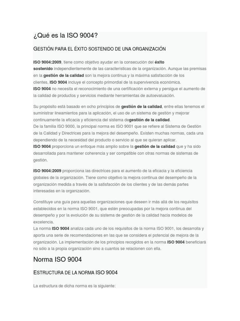 Qué Es La ISO 9004 | PDF | Gestión de la calidad | Calidad (comercial)