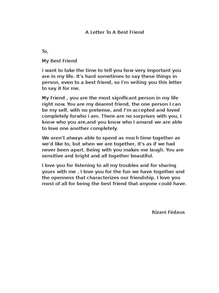 A Letter To A Best Friend | PDF