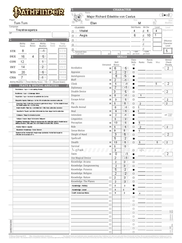 STR STR DEX DEX CON CON INT INT WIS WIS CHA CHA DEX WIS: Major Richard ...