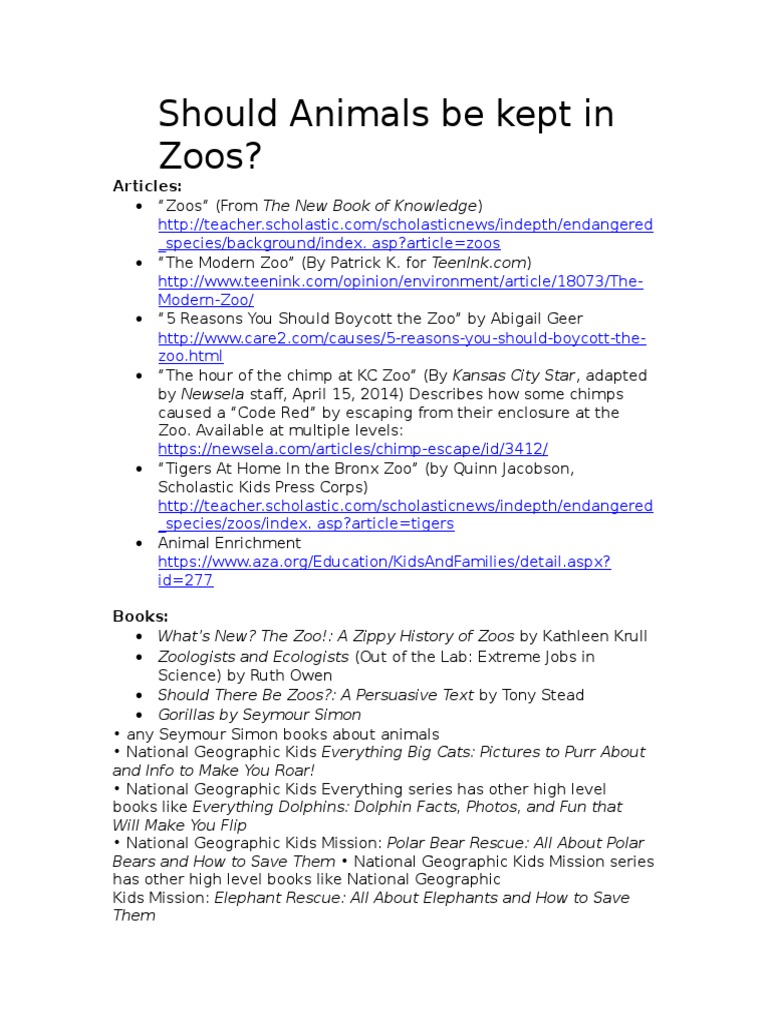 Should Animals Be in Zoos? | PDF