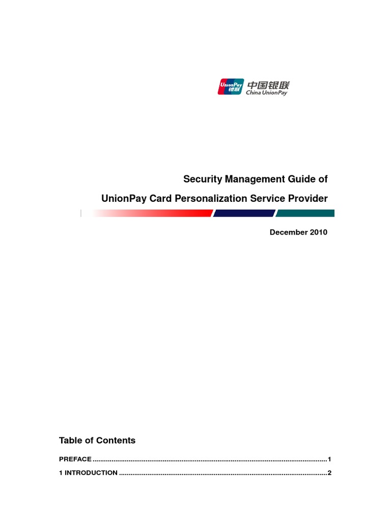 Security Guide of UnionPay Card Personalization+Service+Provider ...