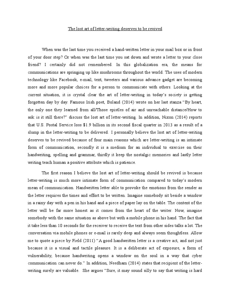 The Lost Art of Letter-Writing | PDF | Patience | Communication