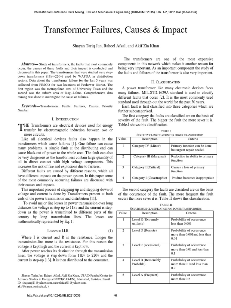 Transformer Failures, Causes and Impact | PDF | Transformer | Insulator ...