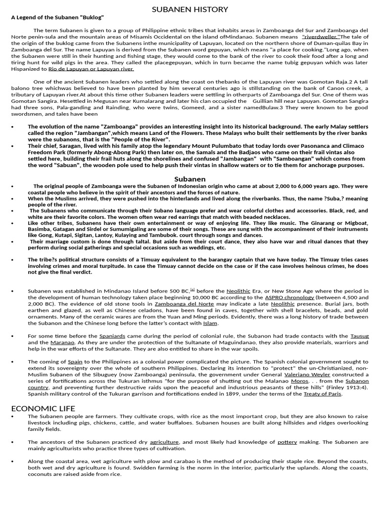 Subanen History