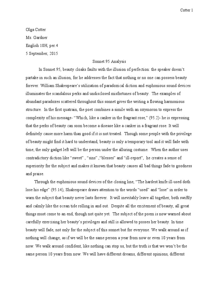 Sonnet 95: Beauty and Illusion Analysis | PDF | Classics