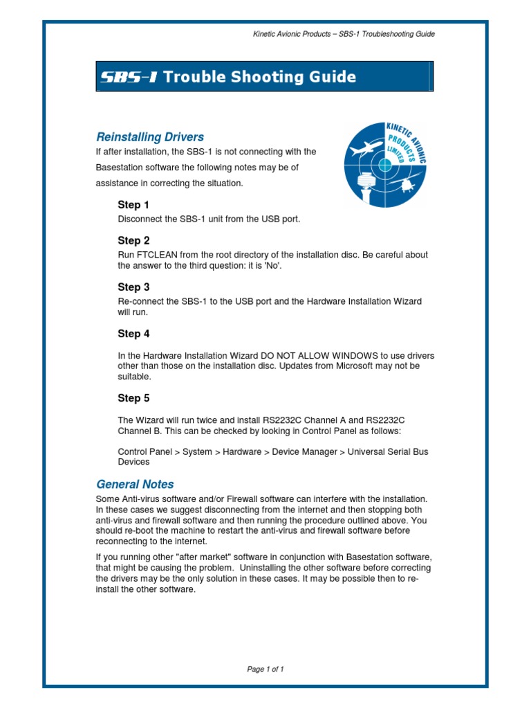 Sbs 1 Troubleshooting Guide | PDF