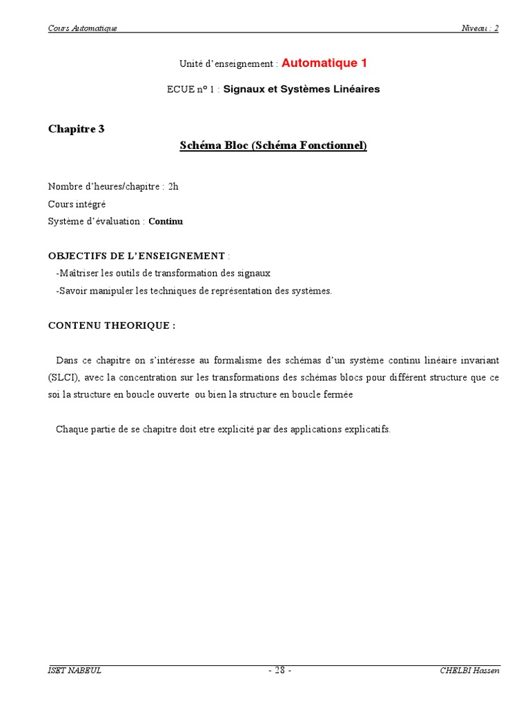 Chapitre 3 Schéma Bloc Schema Fonctionnel | Download Free PDF ...