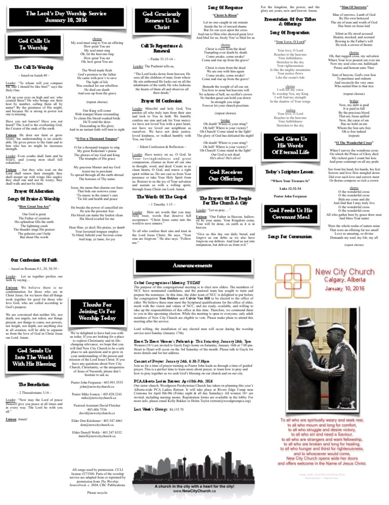 January 10, 2016 Worship Folder | PDF | Religious Behaviour And ...