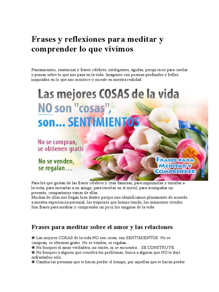 Frases y Reflexiones para Meditar | PDF | Meditación | Amor
