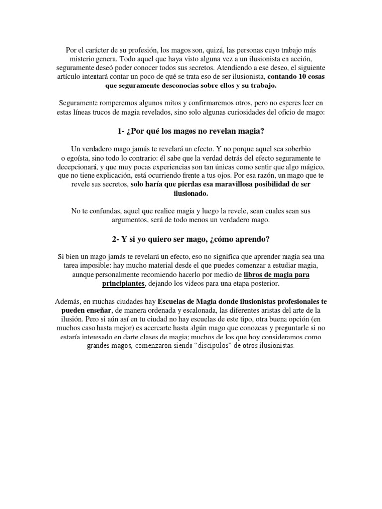 10 Curiosidades sobre Magos e Ilusionistas | PDF | Magia (Ilusion) | Teoría