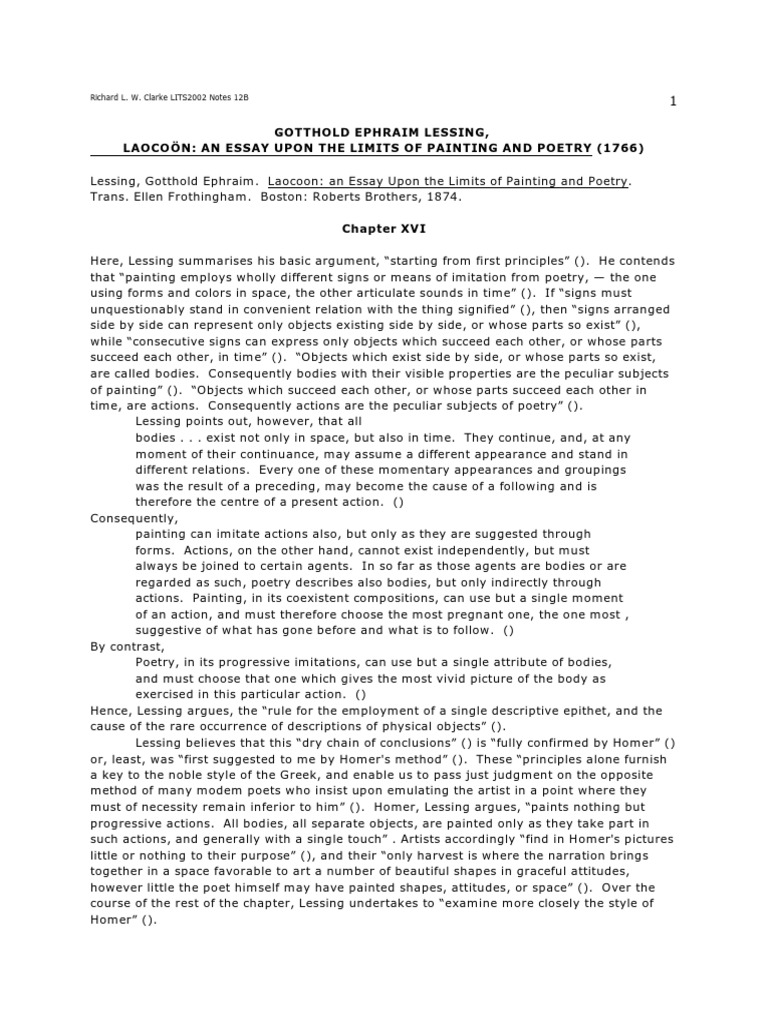 Lessing, Laocoon | PDF | Homer