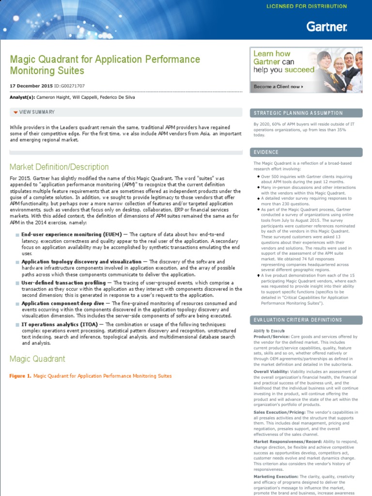 Magic Quadrant For Application Performance Monitoring Suites | PDF ...