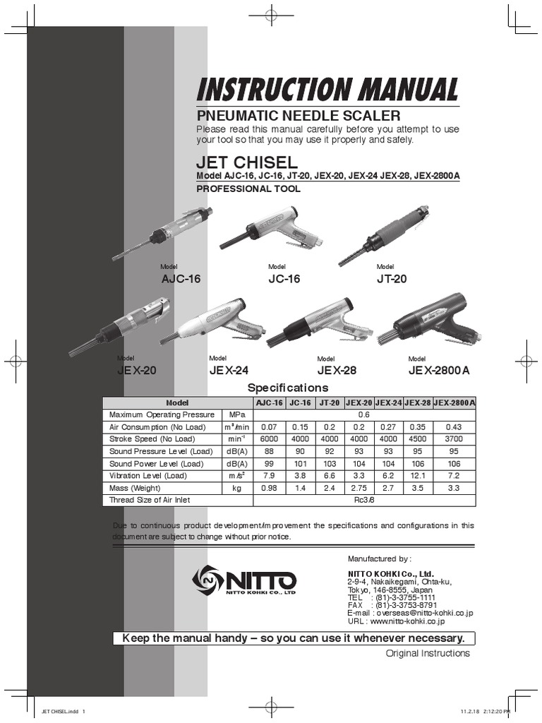 Nitto JT-20 Instruction Manual | PDF | Personal Protective Equipment ...