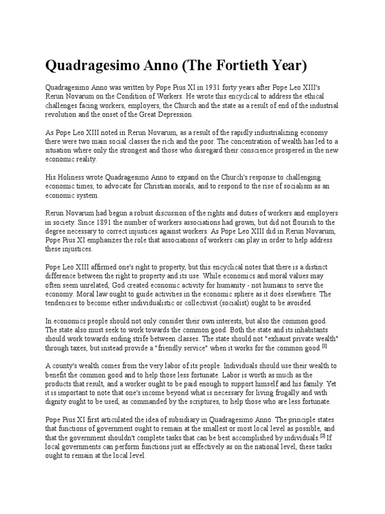 Quadragesimo Anno | PDF | Social Ideologies | Sociological Theories