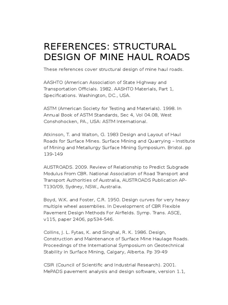 Structural Design of Mine Haul Roads | PDF