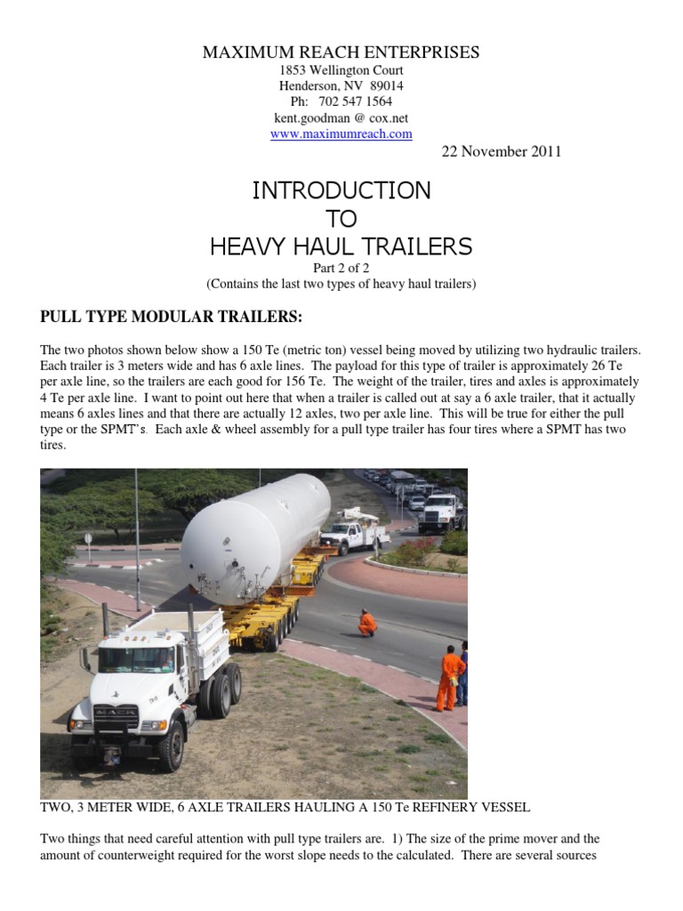 Introduction To Heavy Haul Trailers Part 2 of 2 | PDF | Trailer ...