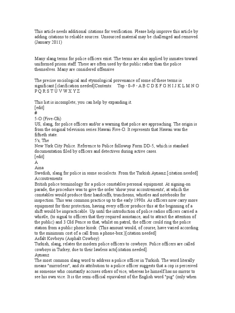 Police Slang | PDF | Police Officer | Police