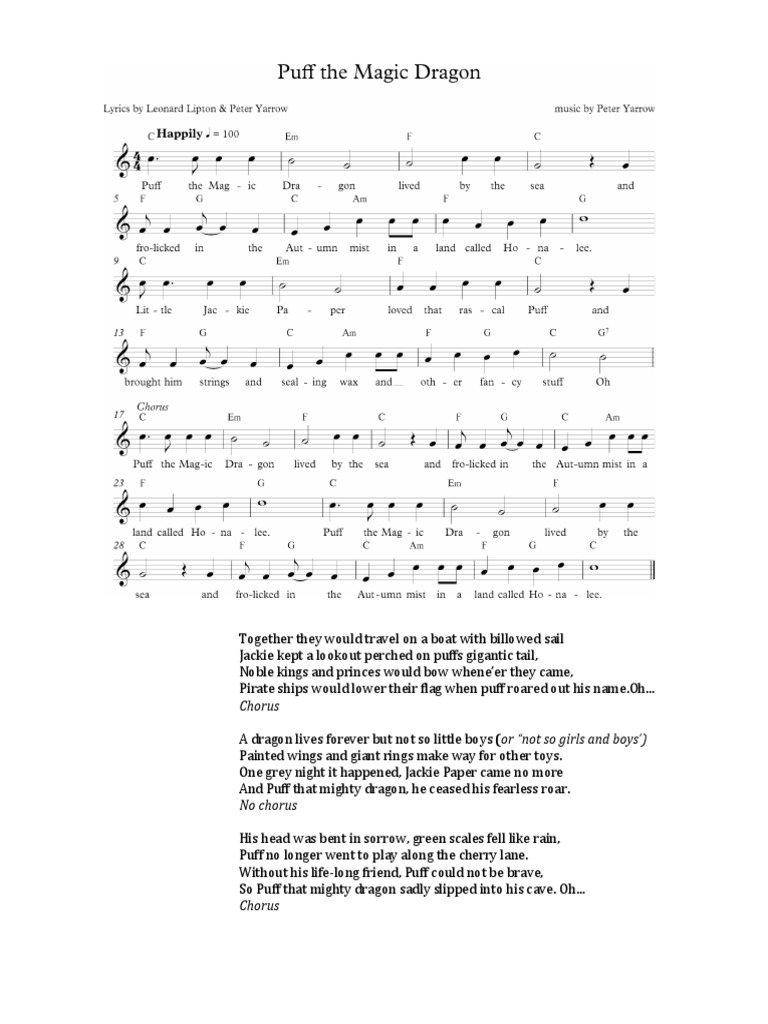 Puff the Magic Dragon Lyrics | PDF | Poetry | General Fiction